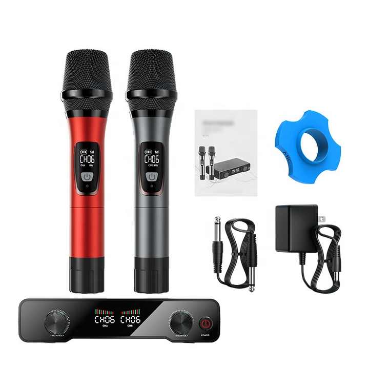 Professional UHF Wireless Microphone System 2 Channel Metal Microphone ...