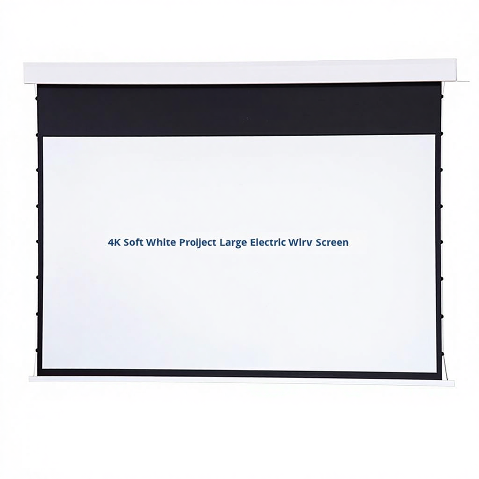 4K Soft White Engineering PVC Electric Projection Screen Remote Control ...