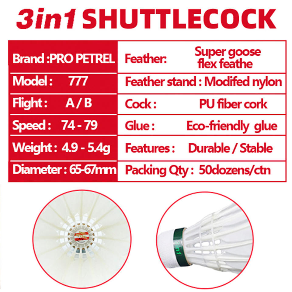 Factory Cheap Price 3in1 Badminton Shuttlecock Duck Feather Great ...