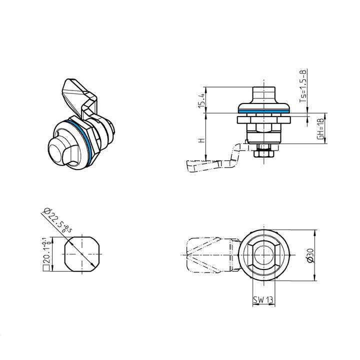 Stainless Steel Quarter Turn Hygiene Lock - ISO9000, ISO9001, ROHS