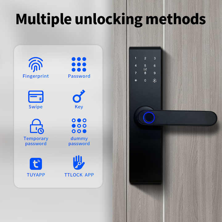 Wood Door Smart Lock Ttlock Fingerprint Keypad Card RFID Key Tuya APP ...