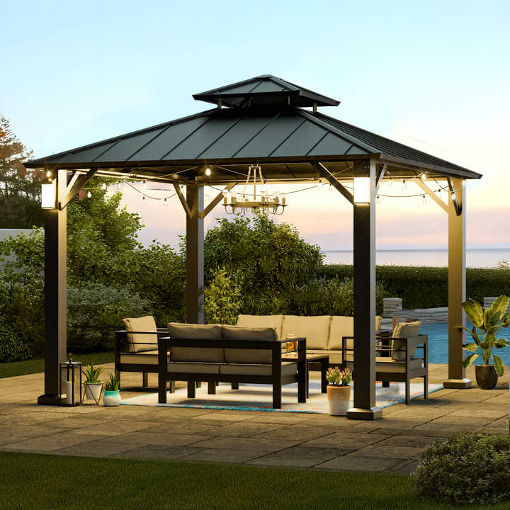 Made in China IG10600094 Hardtop Gazebo 10' X 10' Metal Gazebo with 4 ...