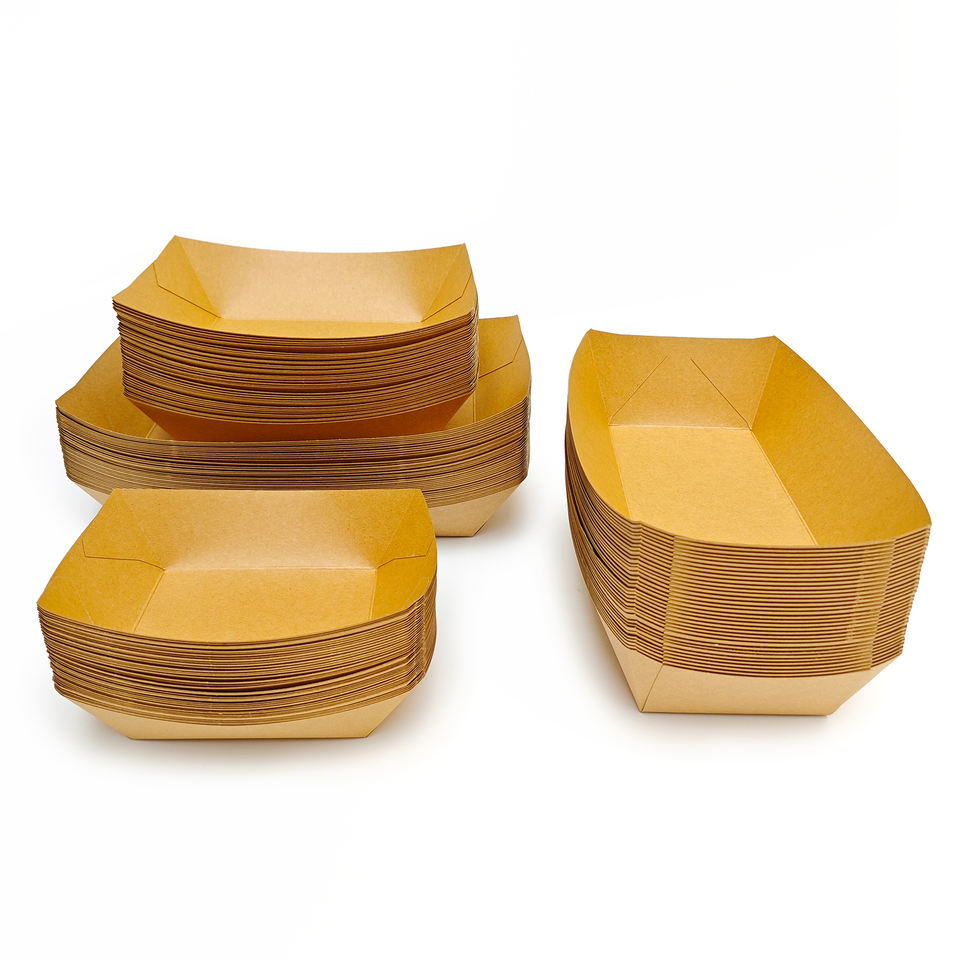 Factory Custom Disposable Kraft Paper Food Trays Boat Shaped for Hot ...