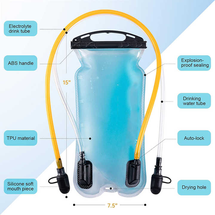 BPA-Free 2-Liter Dual Hydration Bladder Water Reservoir for Hydration Pack Carrying Water and ...