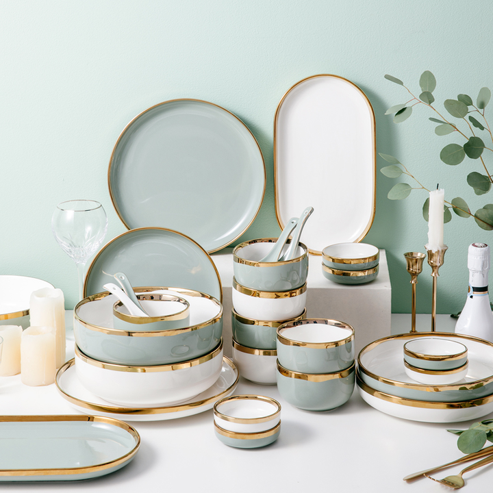 Wholesale Nordic Tableware Set Phnom Penh Light Green Ceramic Plate Set ...