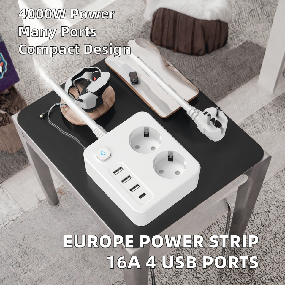 Europe Standard Portable Power Strip 16A 4000W Multiple Functional ...