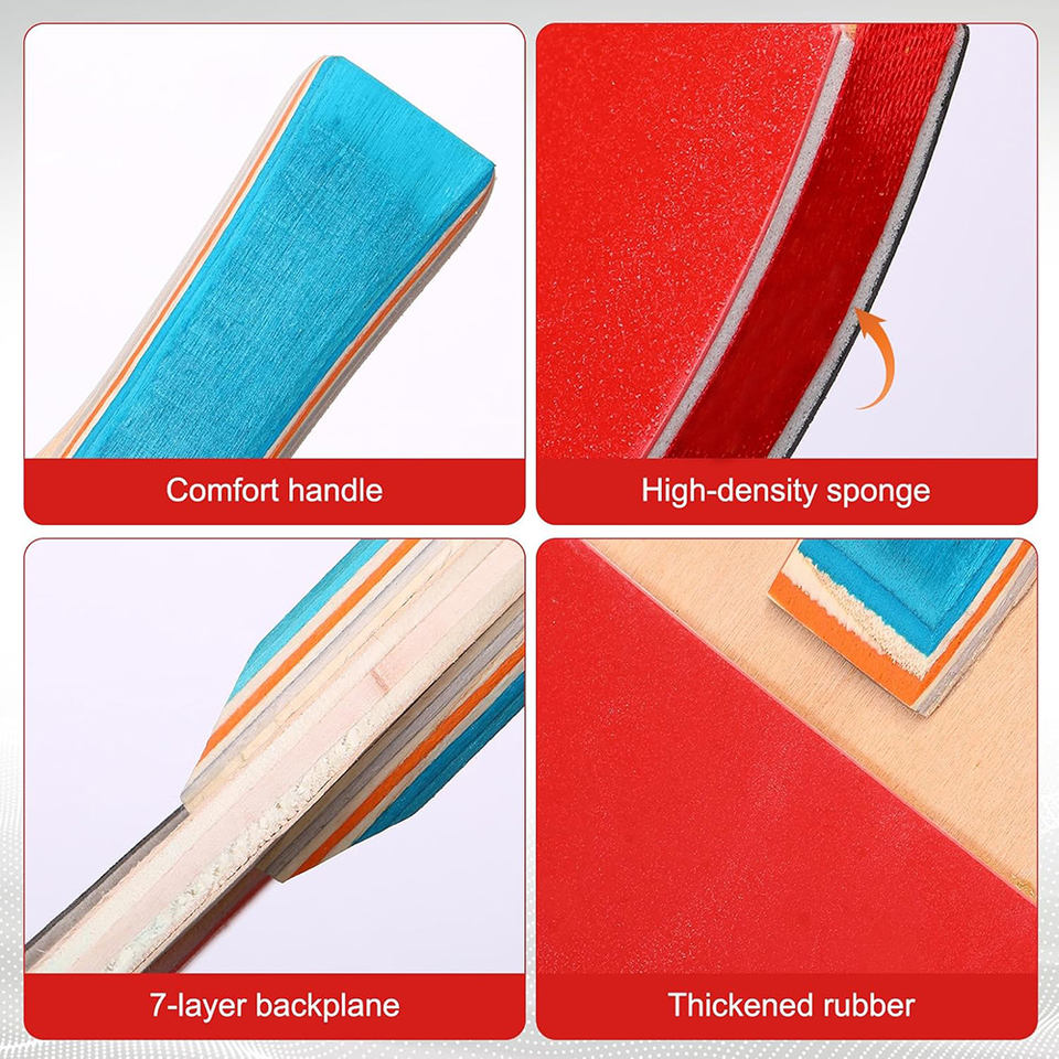 High Quantity Portable Wood & Rubber Table Tennis Racket with OEM ...