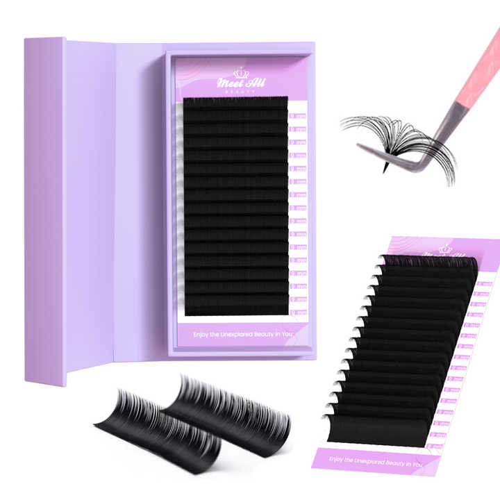 Chasmere Deep Dark Fluffy Matte Black Easy Fanning 0.02 0.03mm volume Lash Extension Mix Tray ...