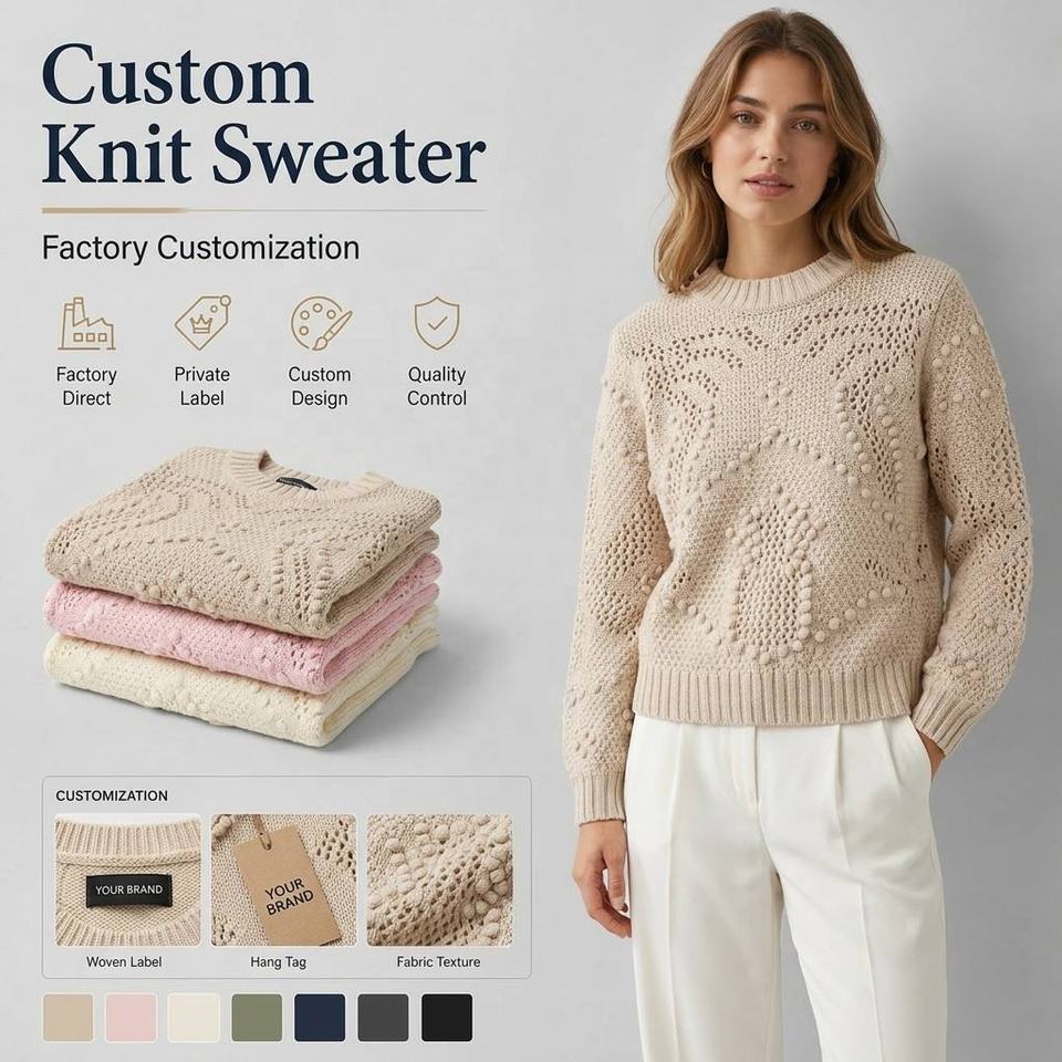 Knitted Sweater Manufacturer Custom Women's Knitwear White Diamond ...