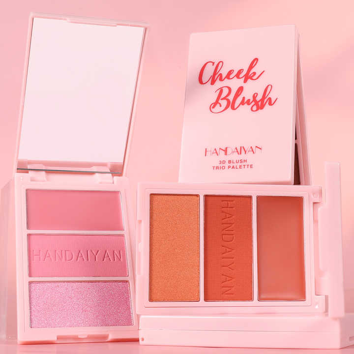 HANDAIYAN Vegan Blush Highlighter 3D Blush Trio Palette