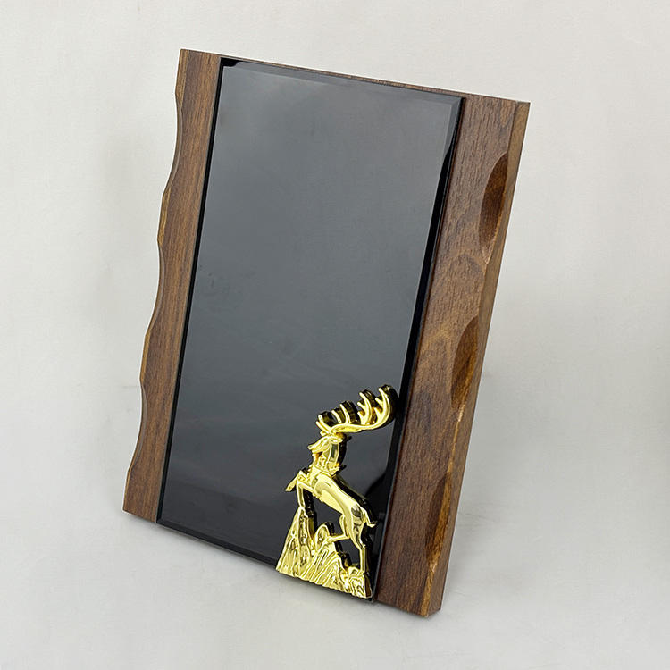 Gold Metal Deer Customized Crystal Wooden WOODEN with Black Crystal ...