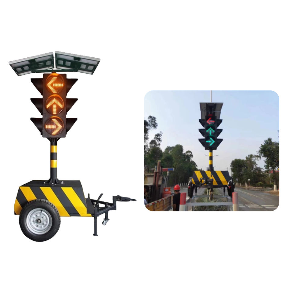 Mobile LED Powered Solar Traffic Signal Light Emergency Temporary Road ...