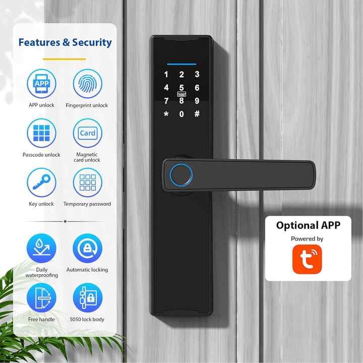 GULI Smart Lock Fingerprint Keypad Aluminum Alloy Wood Door Electronic ...