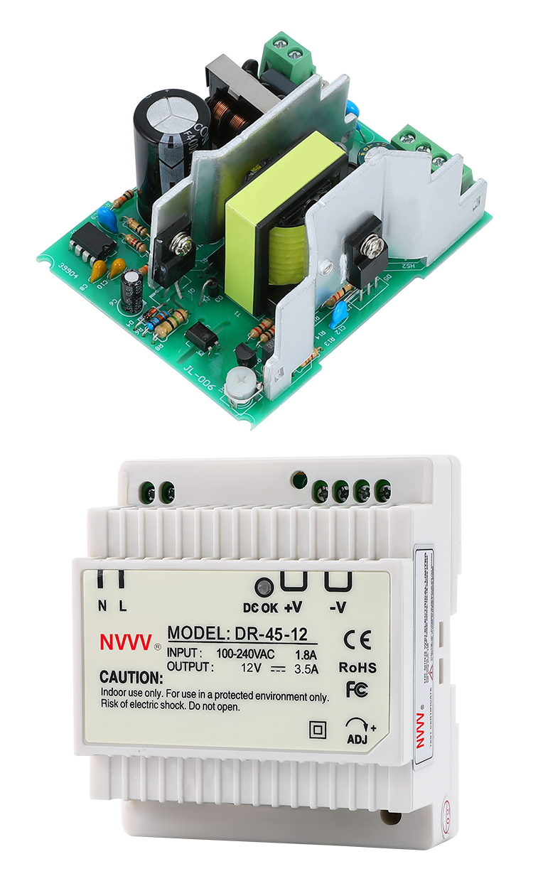 NVVV DR-45w-12v Industrial Power Supply AC to DC 45W SMPS DIN Rail 12v 3.75A Industrial ...