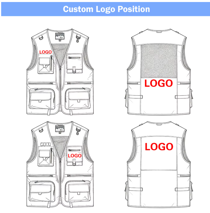 Photographic Equipment Multi-pocket Vest Overalls Printed logo Director ...