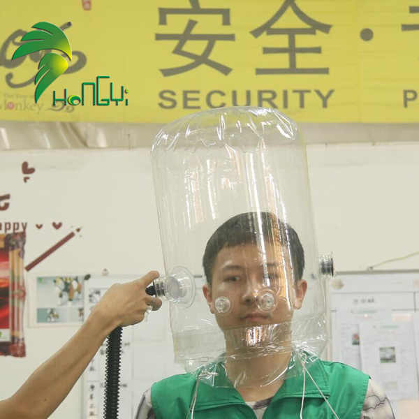 Newest PVC Clear Air Inflatable Isolation Hood Medical Hat
