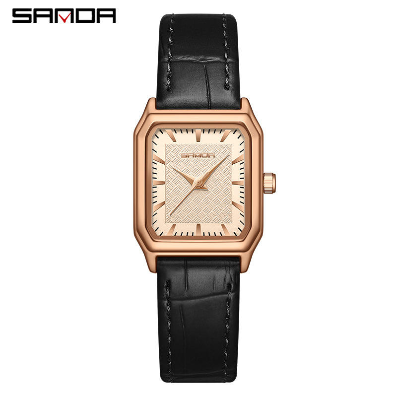 SANDA 1121 Women's Analog Quartz Watch - Elegant Rectangle Dial, Water ...