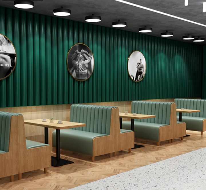 Customize Wooden Restaurant Booth Seating with Tables