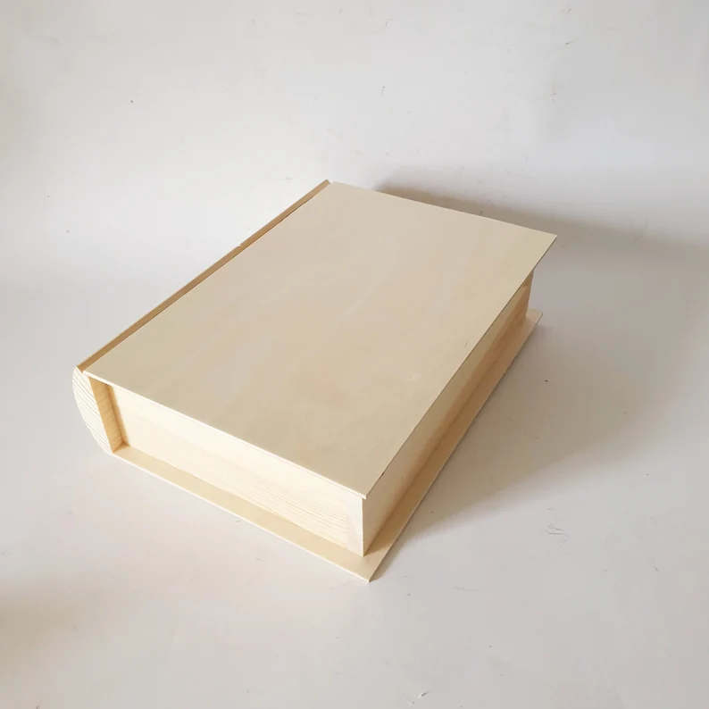 Decoupage Wooden Book Box Unpainted Wood Book Shaped Boxes with Lid ...