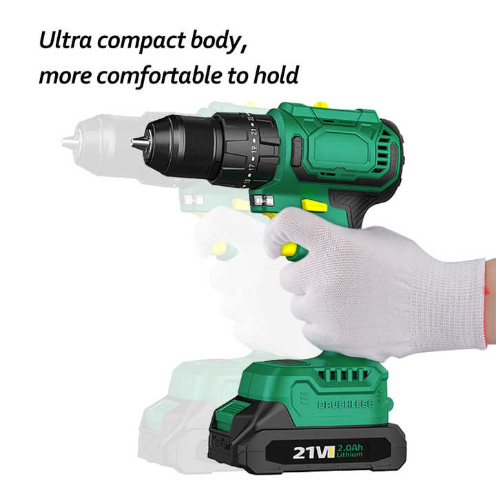NewBeat Cordless Brushless Impact Drill Set - Portable 21V Lithium ...
