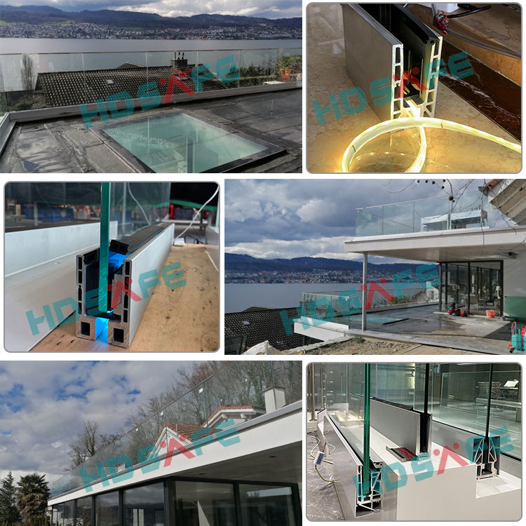 HDSAFE Glass Handrail Tube LED Light Glass Railing Manufacturer Porch U ...