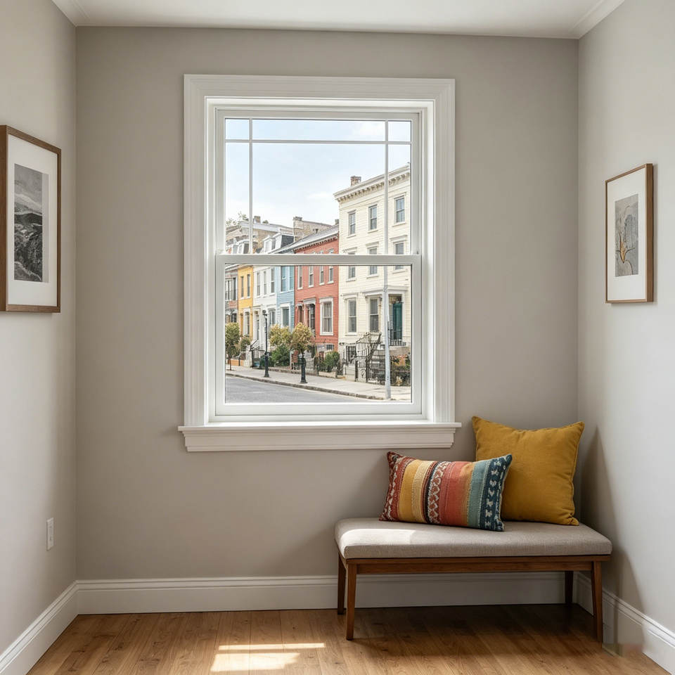 Modern Single Hung PVC Windows for Exterior Use-Heat Insulation ...