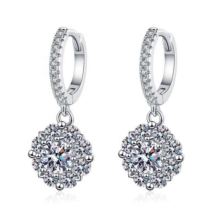 S925 Sterling Silver Earrings Plated Pt950 Bloom D Color Moissanite Female Earrings| Alibaba.com
