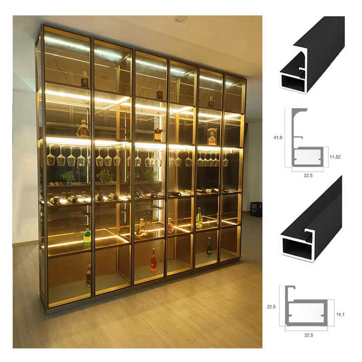 Furniture Glass Door Frame Cabinet Profile Glass Aluminum Wardrobe ...