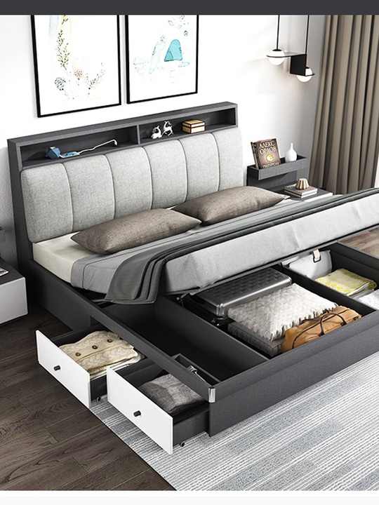 Modern Design Queen Size Bed with Drawers - Storage & Style