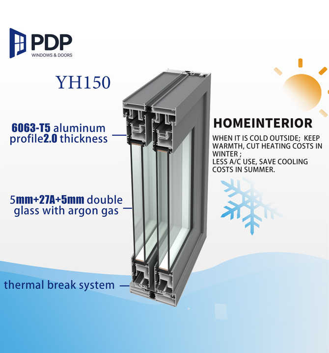 Customized PDP Thermal Break Double Glazed Sliding Door Hurricane-Proof Aluminum Alloy for ...