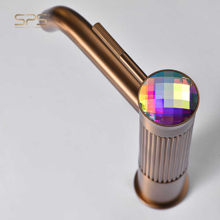A8361-MS Waterfall Bathroom Mixer Tap Brass Brushed Rose Gold Washbasin ...