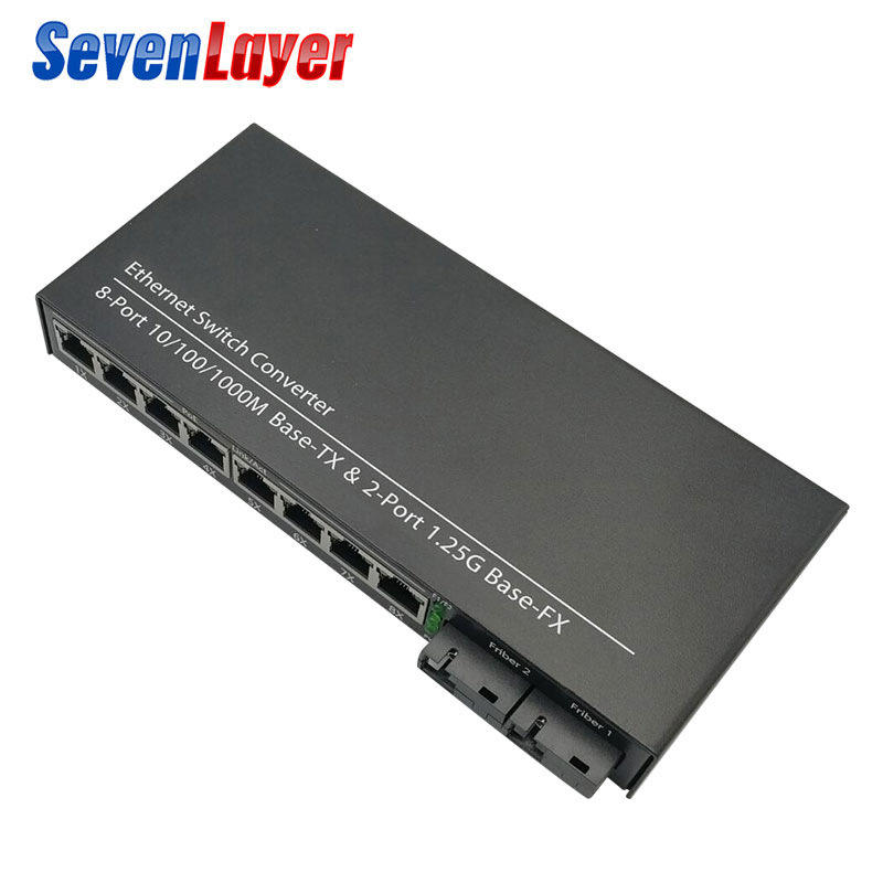 Gigabit Optical Switch 2 Optical Port 8 GE Port Fiber Optic Transceiver ...