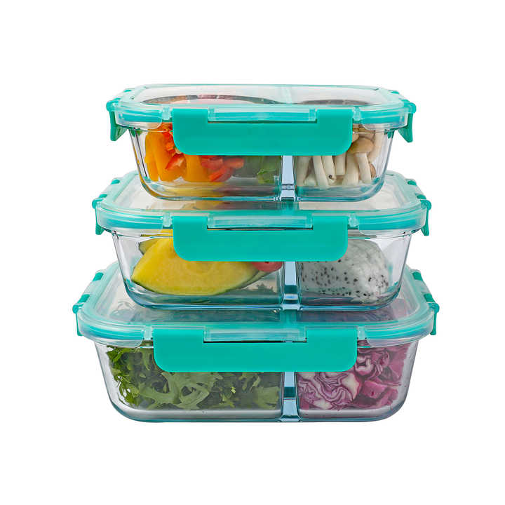 Brand New Kitchen Container Stackable Containers Compartment Glass Food ...