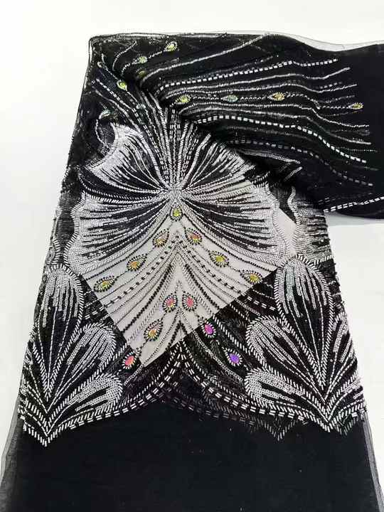 Nigeria 2025 High Quality Eco-Friendly Sequins Rhinestones Beaded Lace ...