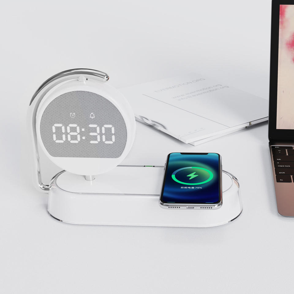 All-in-One Wireless Charging Dock 3 in 1 Stand for Phone Alarm Clock ...