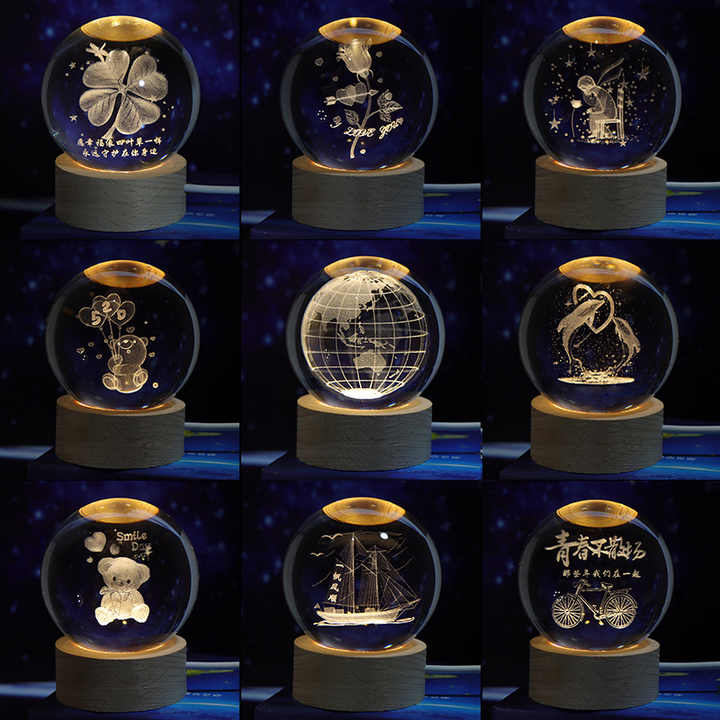 Crystal Solar System Sphere - Elegant 3D Laser Engraved Gift