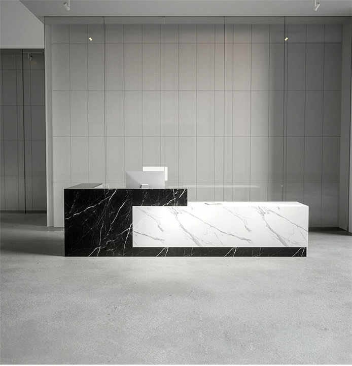 Customized Design Reception Front Desk - Marble & Wood