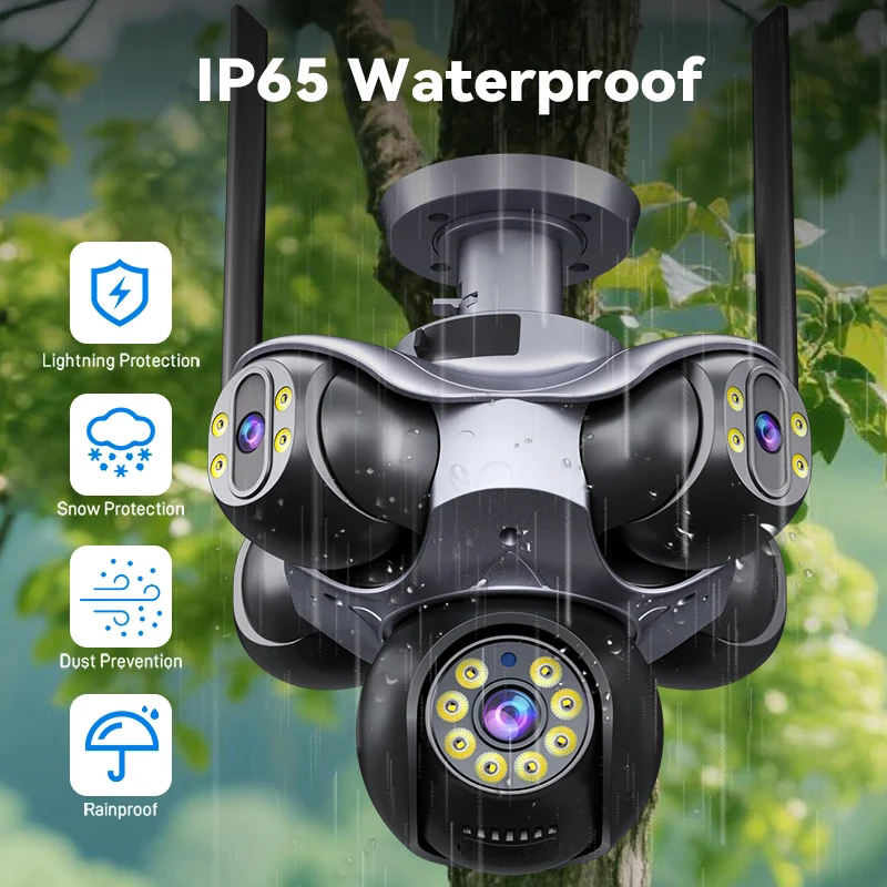 4G Solar Trail Camera 5 Lens All Round PTZ Tracking Detection CCTV ...