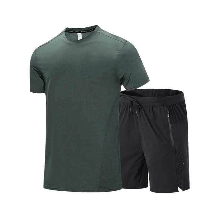 Men Jogging Short Set Breathable Sport Tracksuit Shirt and Shorts 2 ...