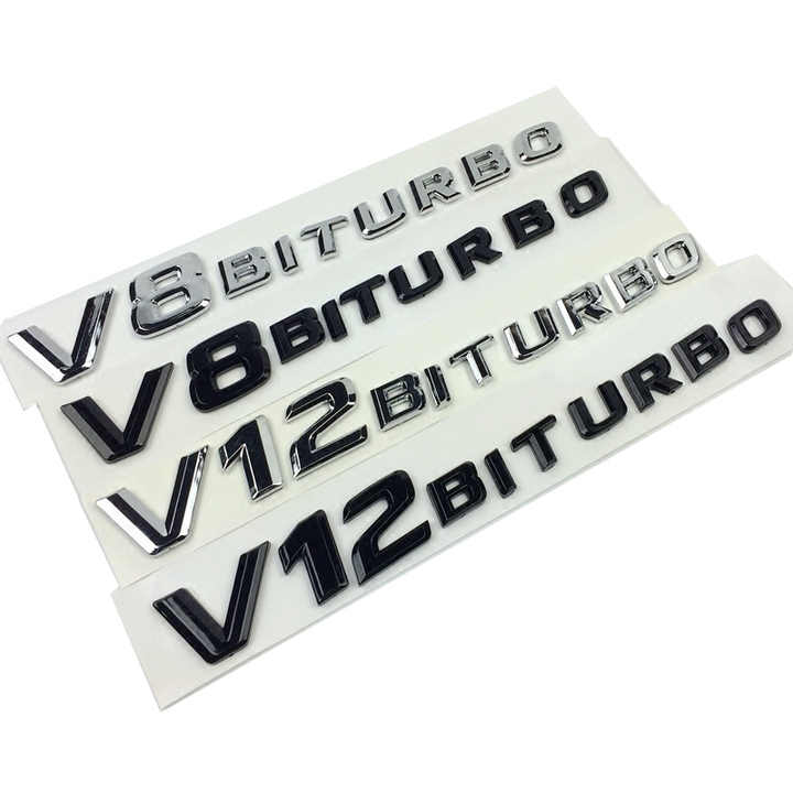 Mercedes E63 V12 & V8 Biturbo Logo - 3D ABS Car Fender Emblem