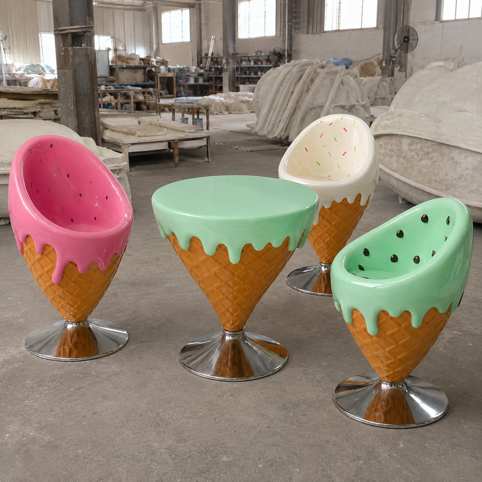 Custom Resin Ice Cream Cone Chair Set Dessert Theme Furniture for ...