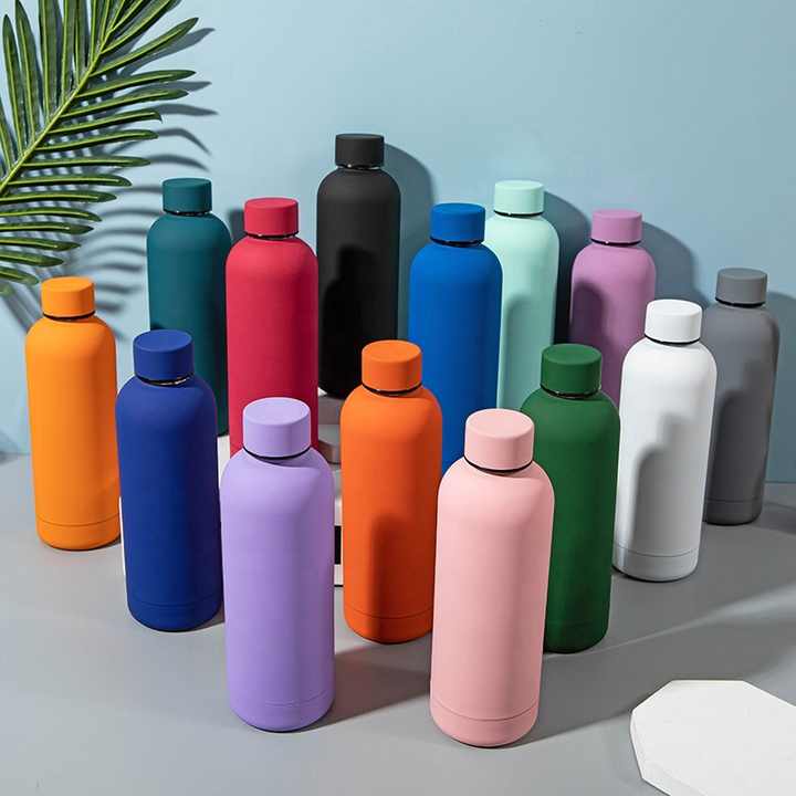 Custom Frosted Soft Touch, Rubber Coated Thermal Water Bottle ...