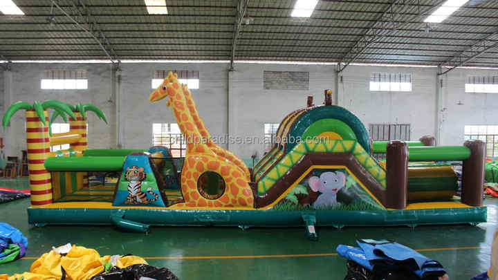 Stock Inflatable PVC Zoo-Themed Obstacle Course for Kids Animal ...
