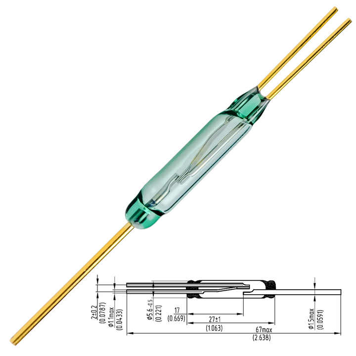 50mm Glass Reed Switch SPDT Form C Changeover Switching Type With 3 Pin ...