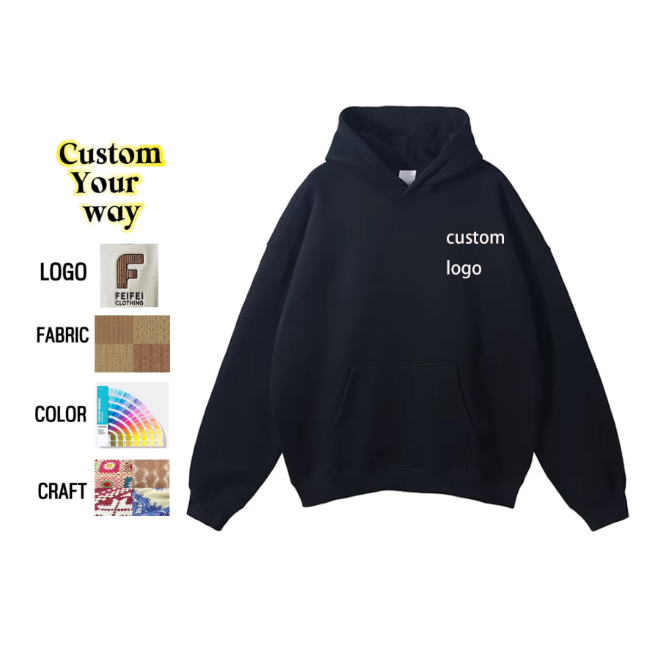 Yupo Custom Hoddies Logo Men Designer Black Patchwork Front Knitted 100 ...