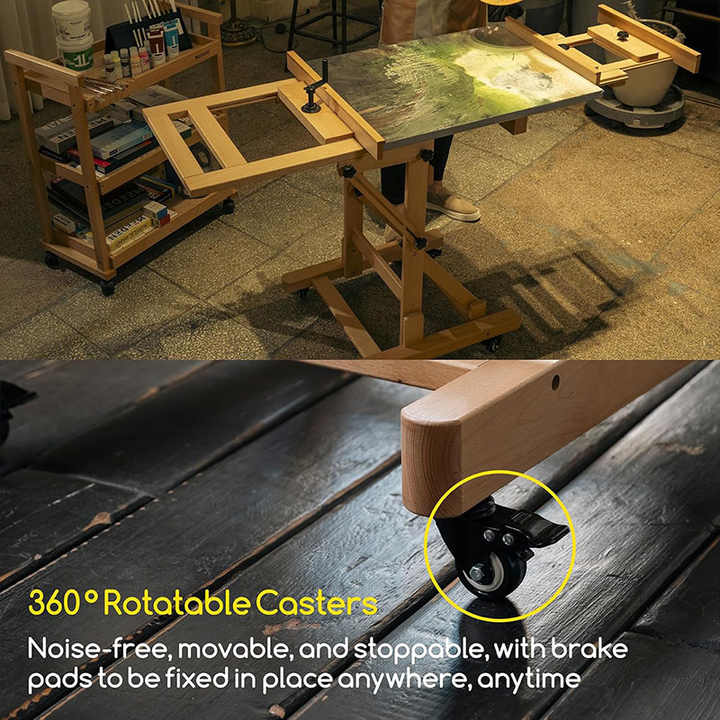 Meihui Extra Large Professional Artist Easel - Solid Beech Wood