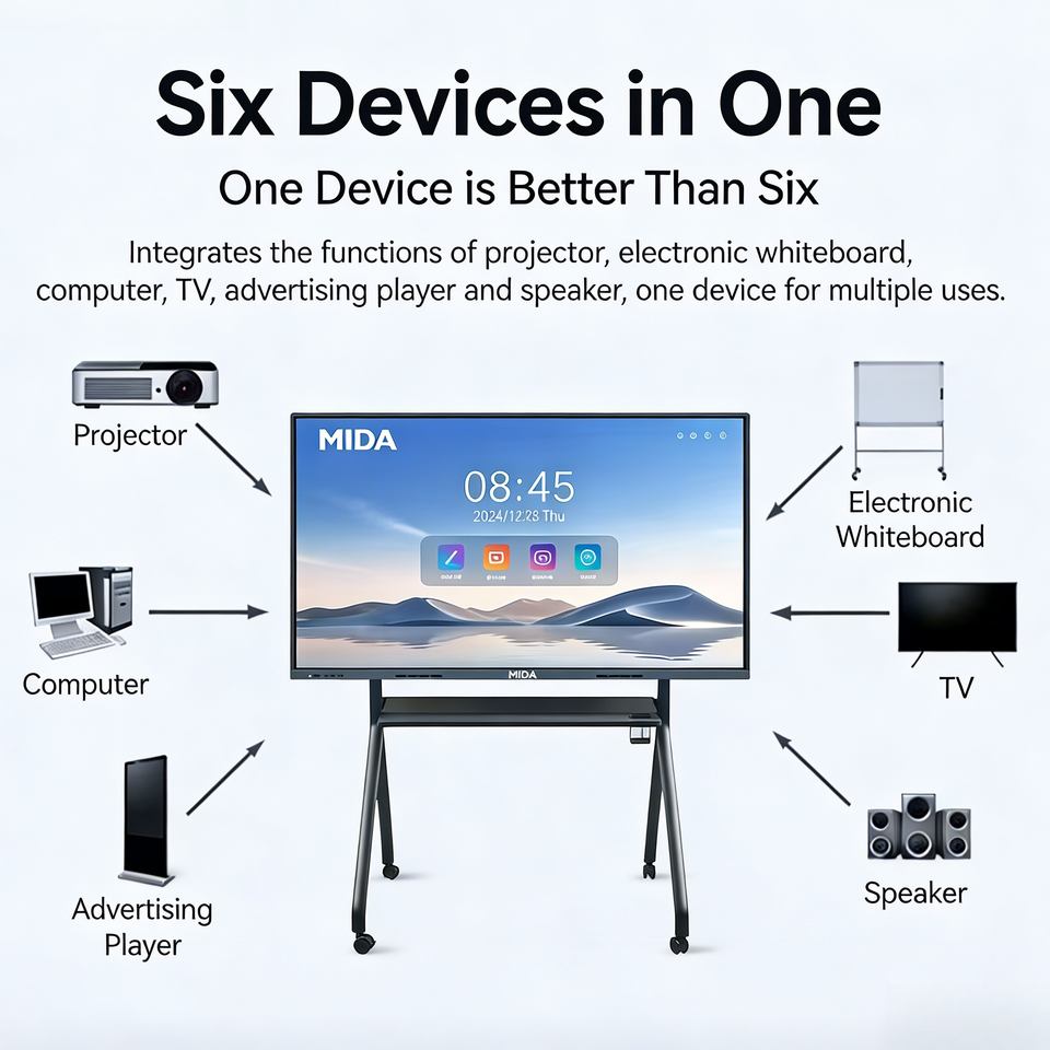 Interactive 4K LCD Interactive Whiteboard with 20-Point Touch Screen 75 ...