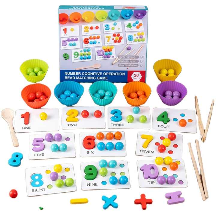 Wooden Number Cognitive Operation Digital Matching Game Children Early ...