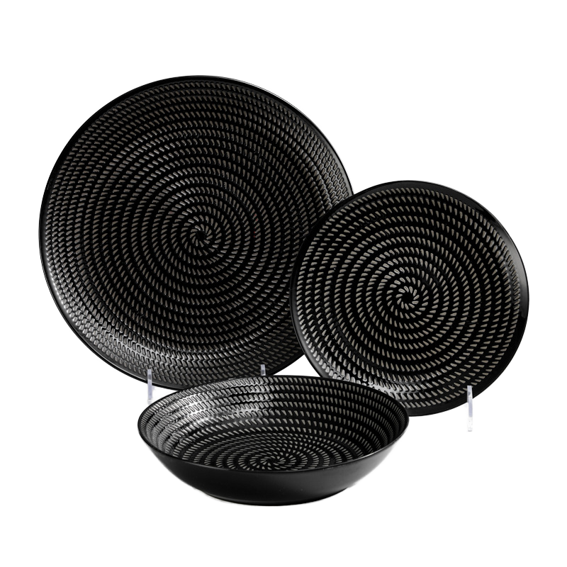 Factory Price 12PCS Disposable Ceramic Dinnerware Set Black Multi-Size ...