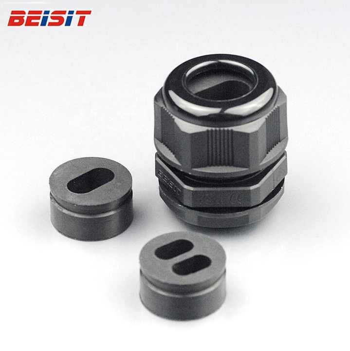 CE Rohs REACH Metric Type Multi-Hole Entry Nylon Cable Gland for Flat Cable